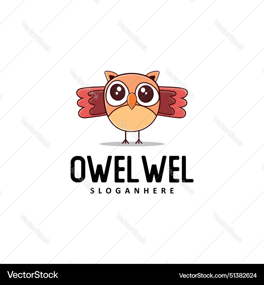 Owl logo design template with cute details Vector Image