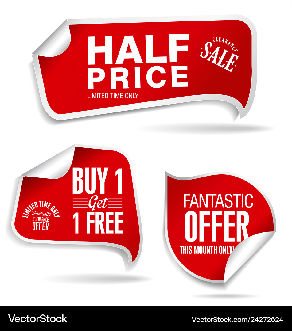 Price tag red set Royalty Free Vector Image - VectorStock