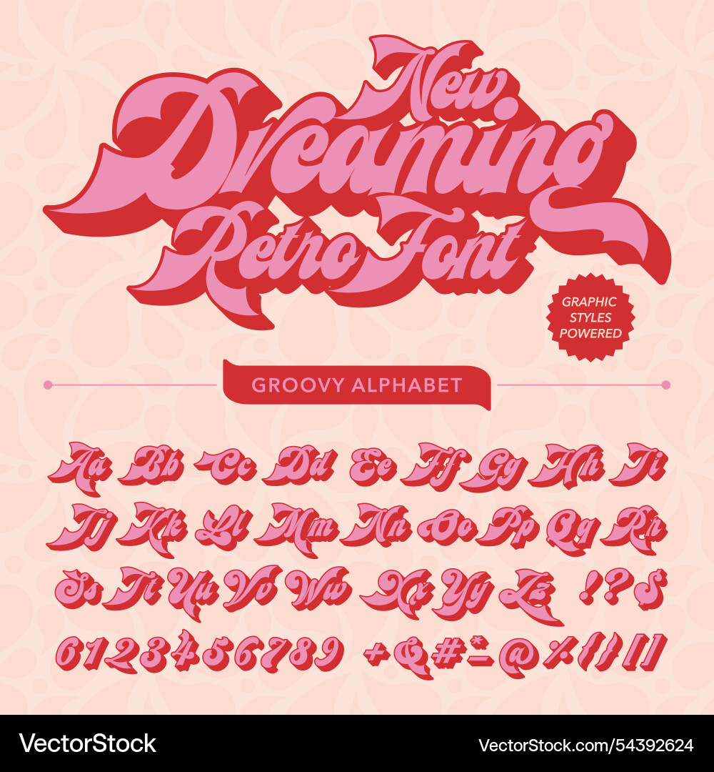 Retro groovy vintage display bold font alphabet Vector Image