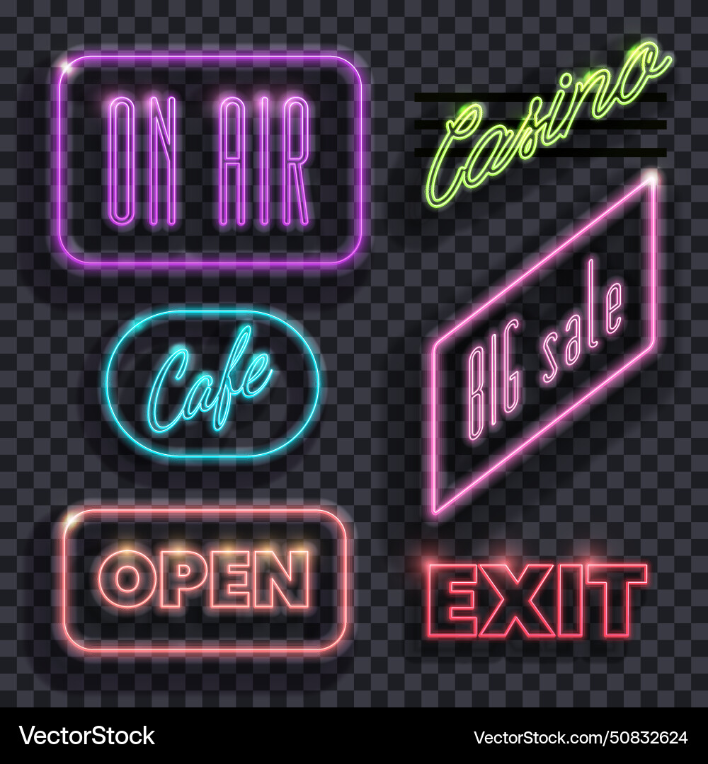 Retro light billboards realistic set Royalty Free Vector