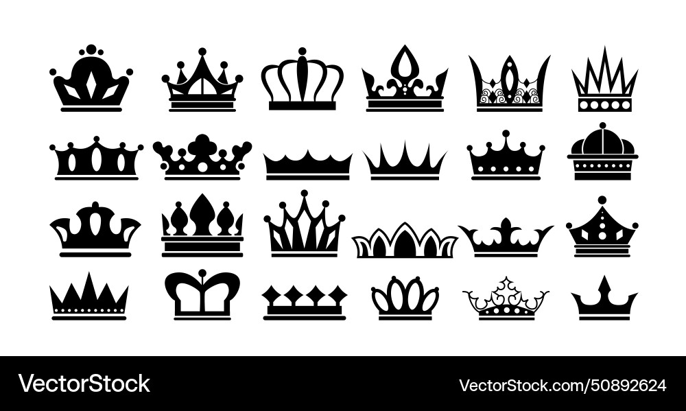 Set of black crowns Royalty Free Vector Image - VectorStock