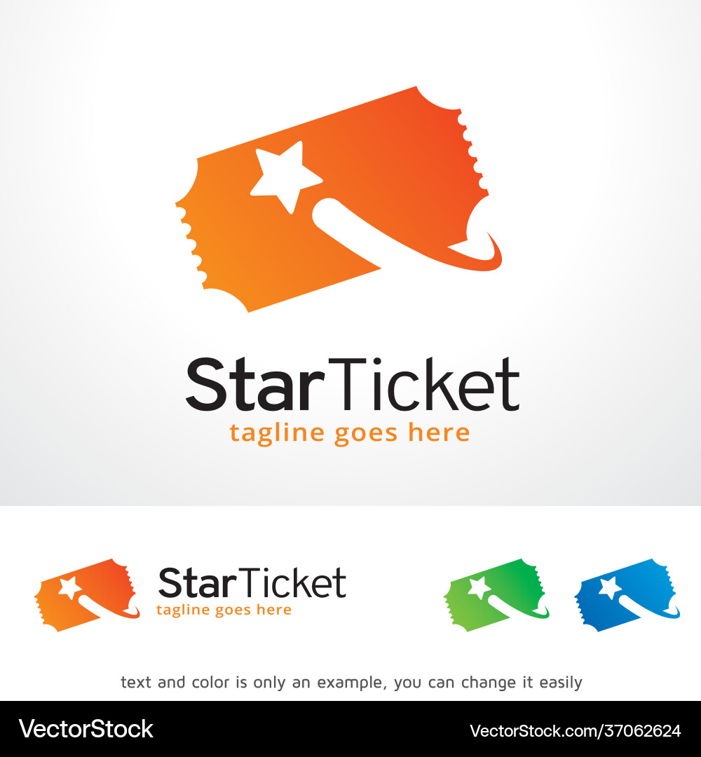 Star ticket logo template design Royalty Free Vector Image