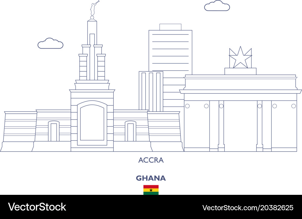Accra City Skyline, Ghana Royalty Free Vector Image