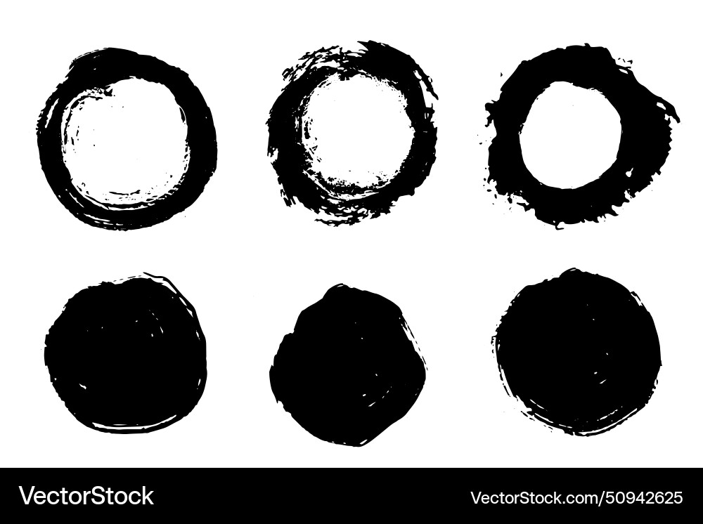 Brush strokes set of round text boxes Royalty Free Vector