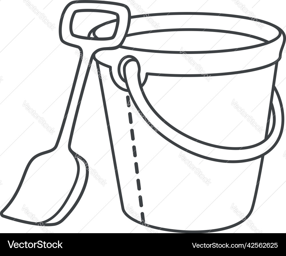 Bucket and shovel outline icon Royalty Free Vector Image