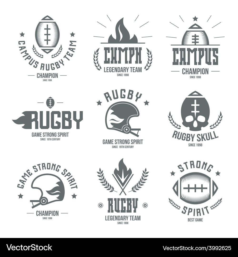College rugby team badges Royalty Free Vector Image