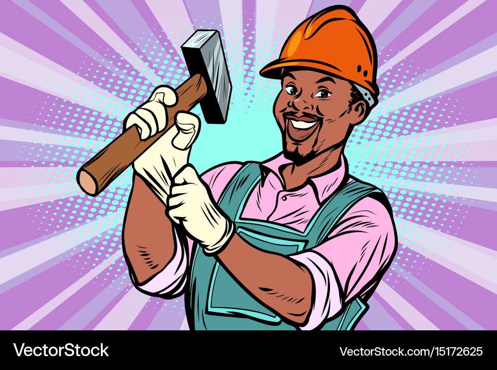 Construction worker with hammer Royalty Free Vector Image