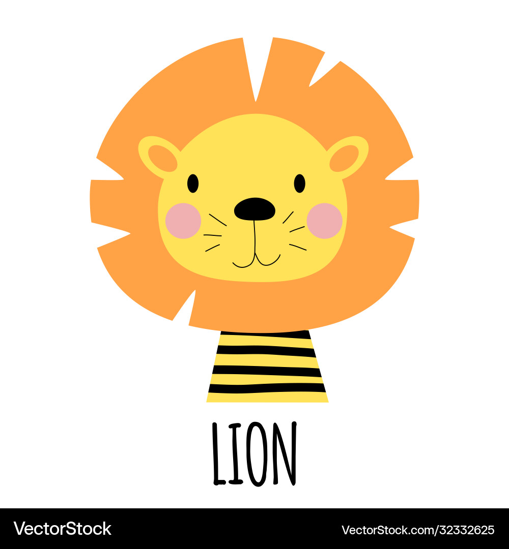 Cute little lion animal icon Royalty Free Vector Image