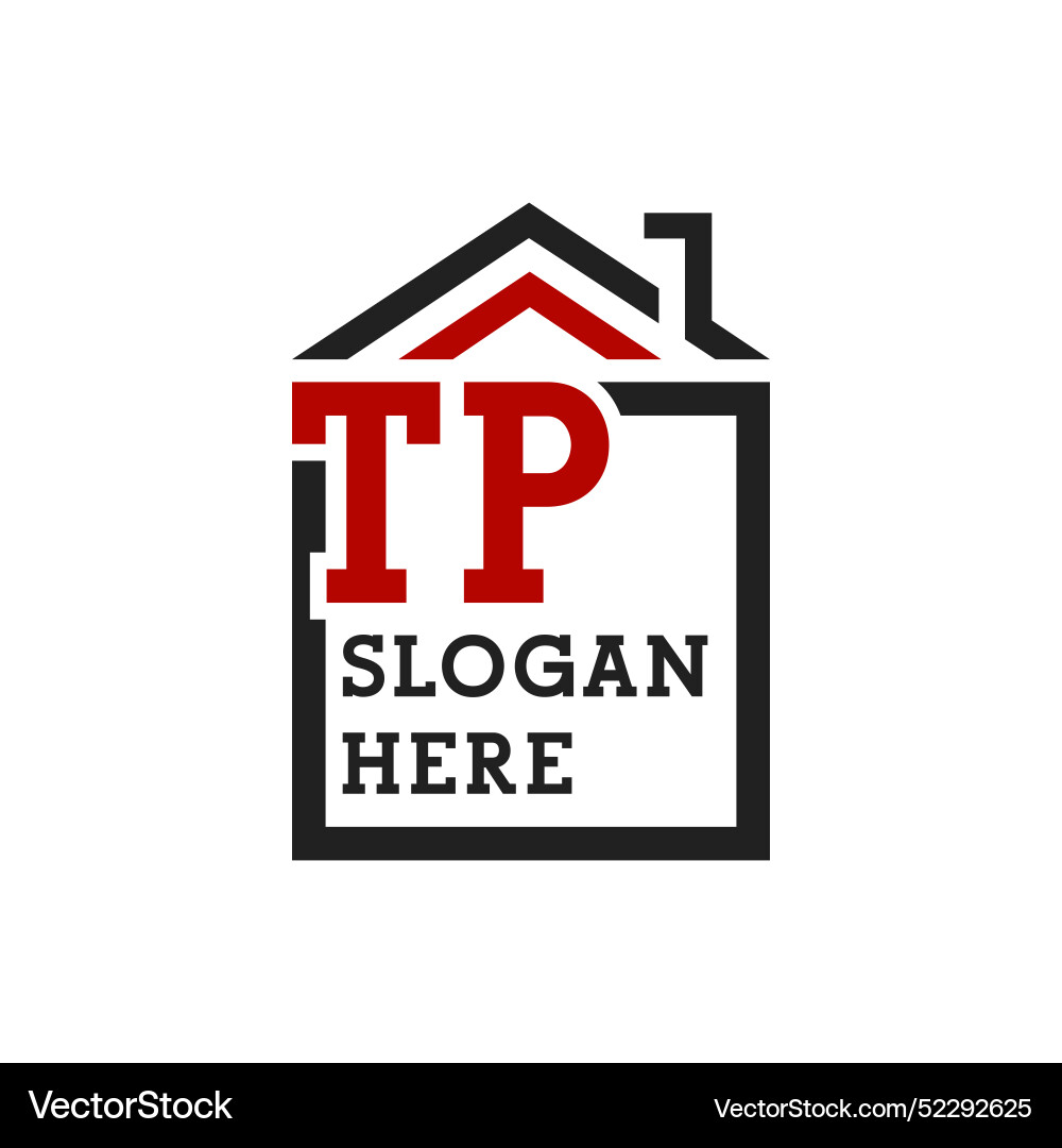 Initial tp house logo for roofing letter real Vector Image