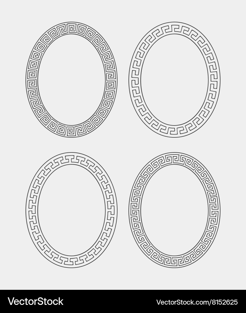 Set of four oval meander frames Royalty Free Vector Image