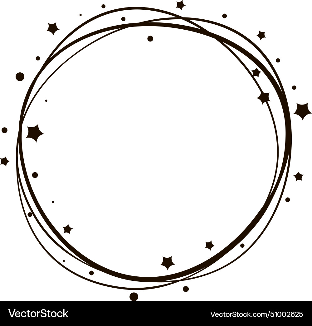 Shiny star circle frame black monochrome round Vector Image