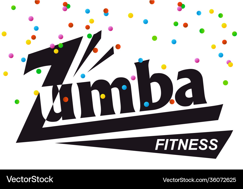 Text zumba for card colored confetti on white Vector Image