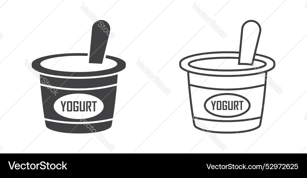 Yogurt container with a spoon icon in flat style Vector Image