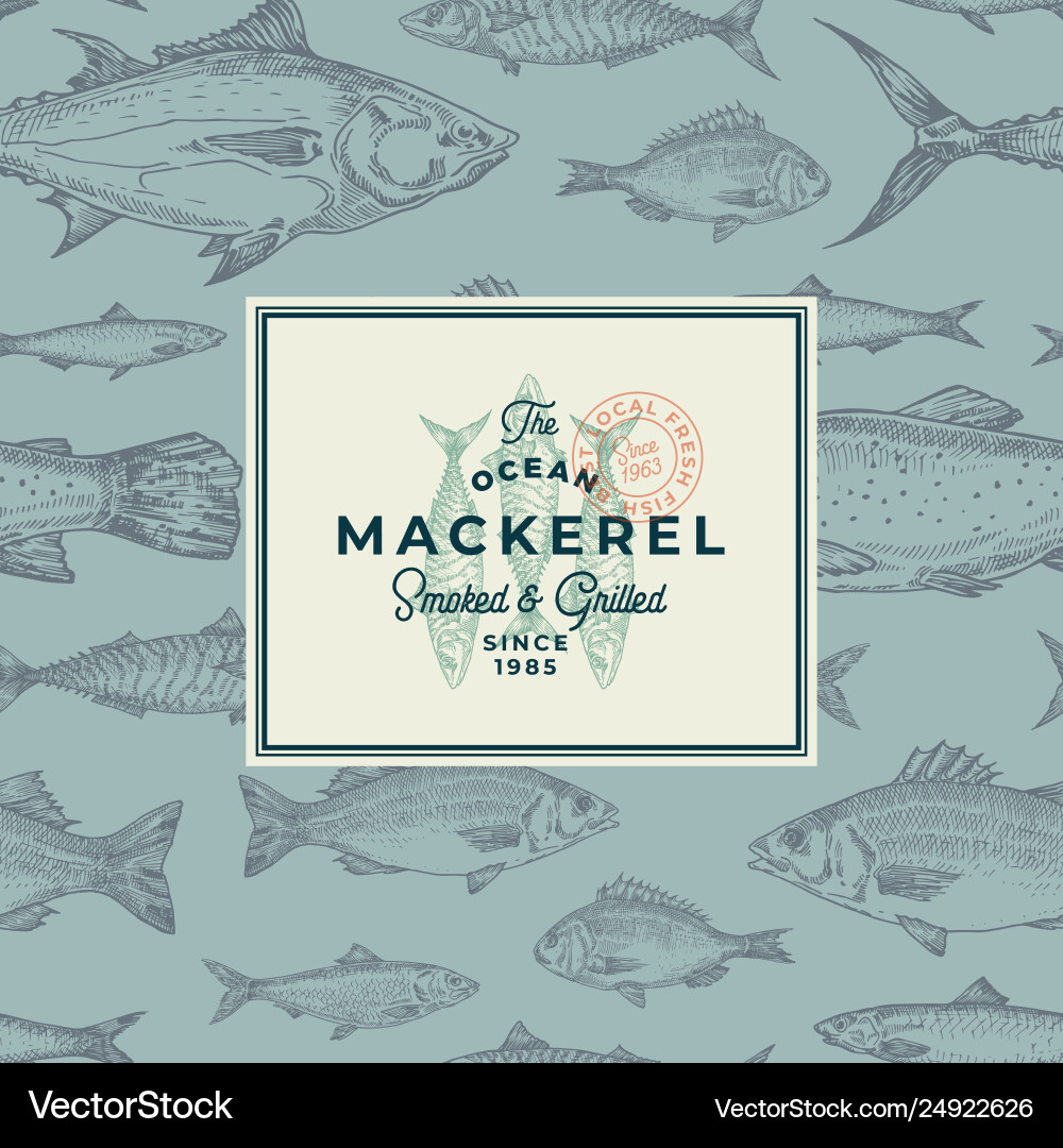 Fish Pattern - Mackerel & Seafood Royalty Free Vector