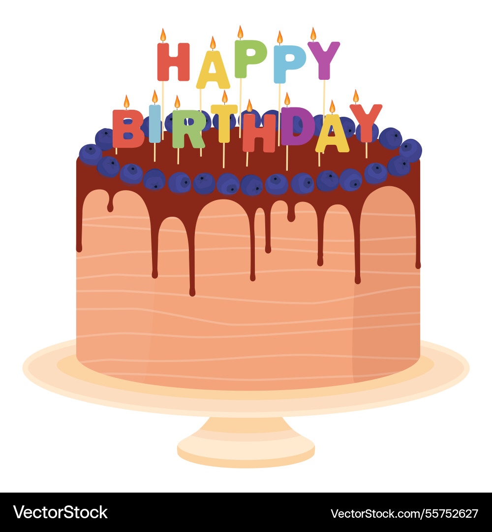 Celebration birthday cake with happy Royalty Free Vector