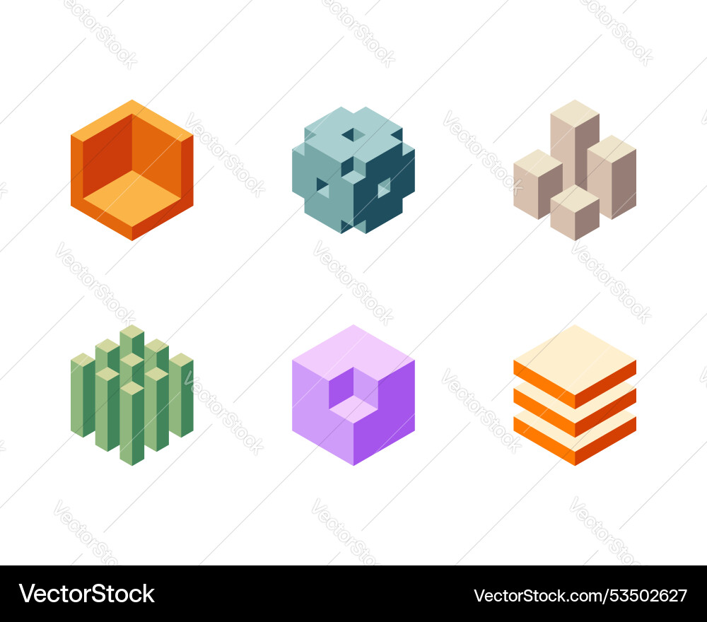 Cube logo geometric design set box logotype Vector Image