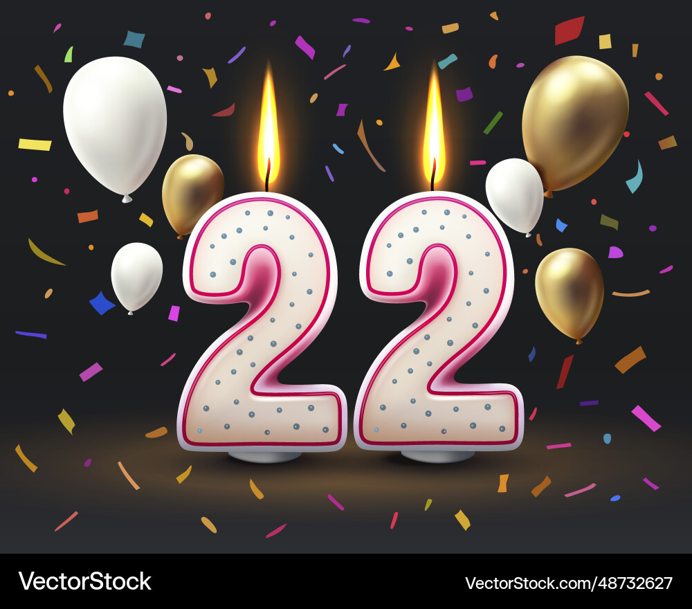 Happy birthday years 22 anniversary Royalty Free Vector