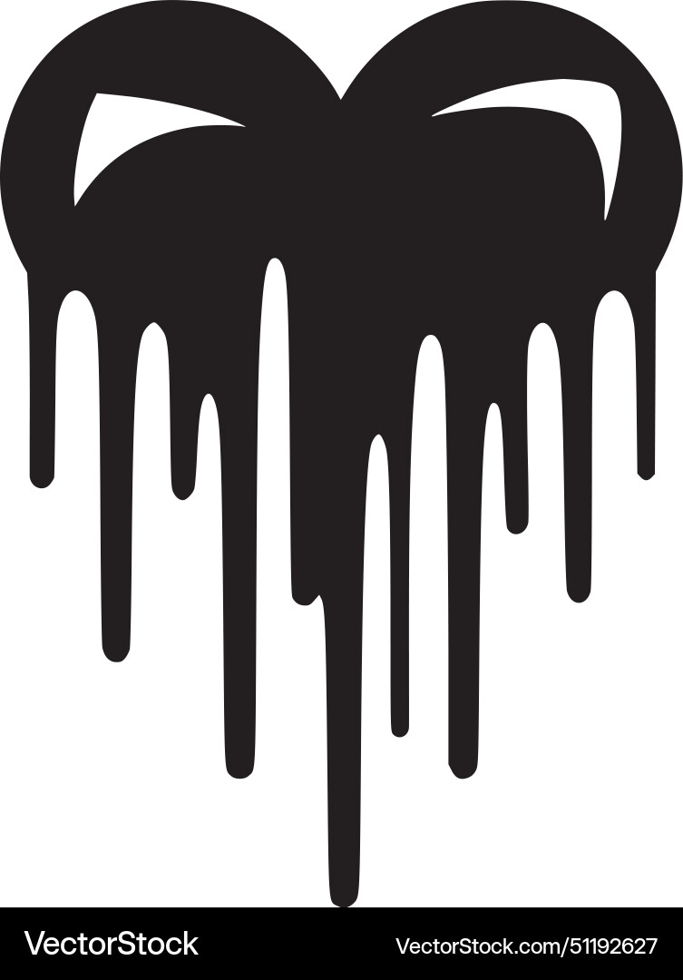 Heart dripping - black and white isolated icon Vector Image