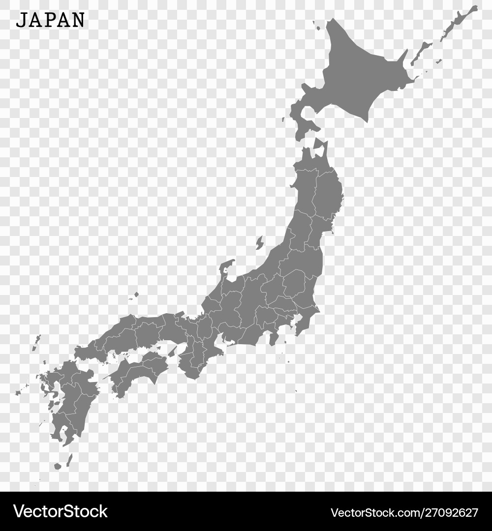 Japan Map with Borders Royalty Free Vector Image