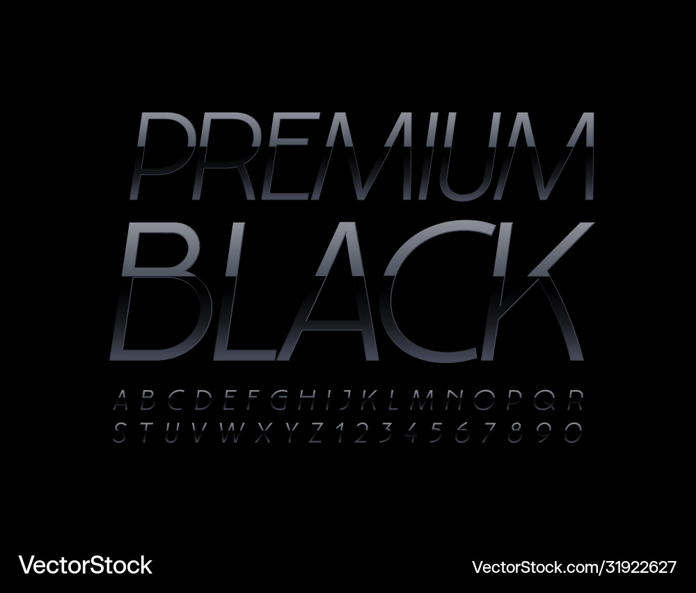 Premium black alphabet letters and numbers Vector Image