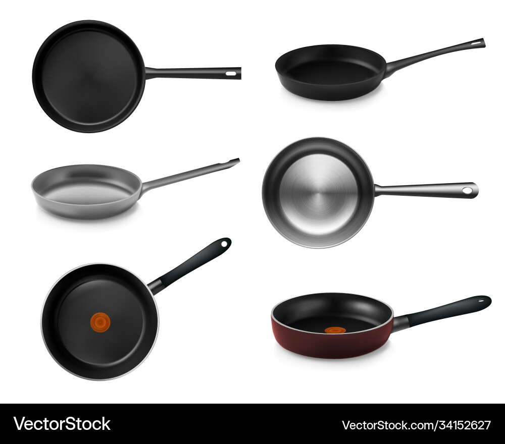 Realistic pan and skillet Royalty Free Vector Image