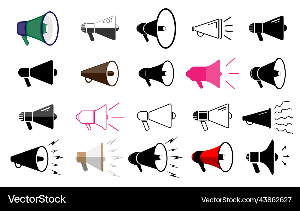 Set of megaphone Royalty Free Vector Image - VectorStock