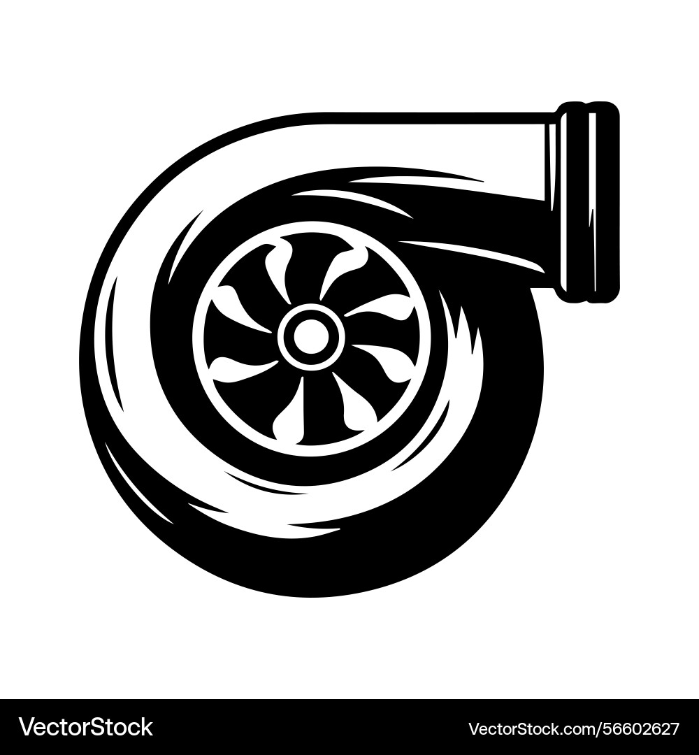 Simple flat turbocharger logo design Royalty Free Vector