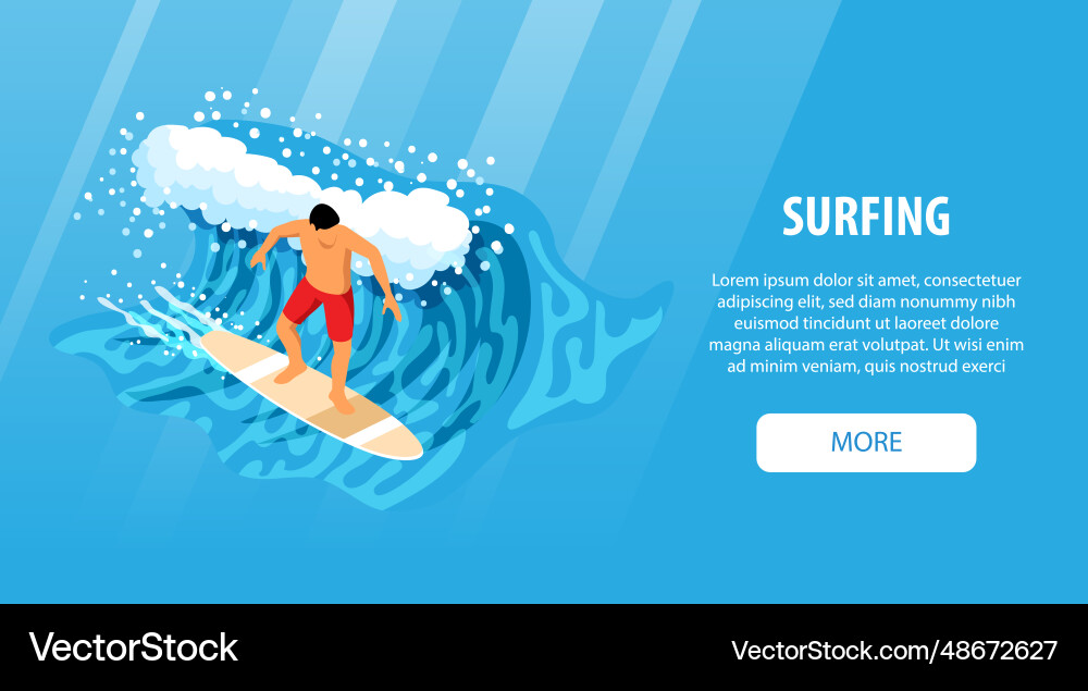 Surfing horizontal banner Royalty Free Vector Image