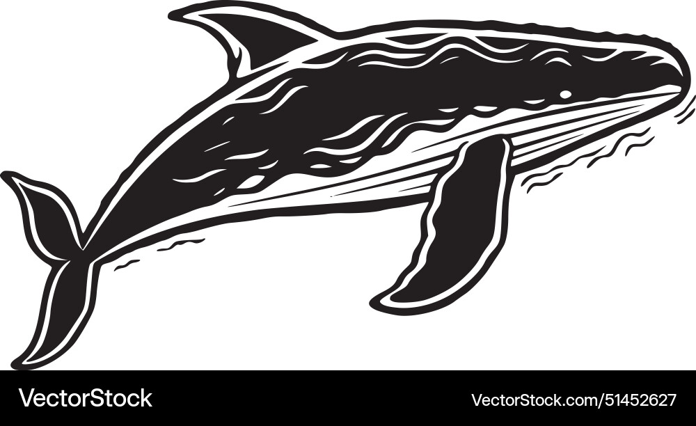 Whale - black and white isolated icon Royalty Free Vector