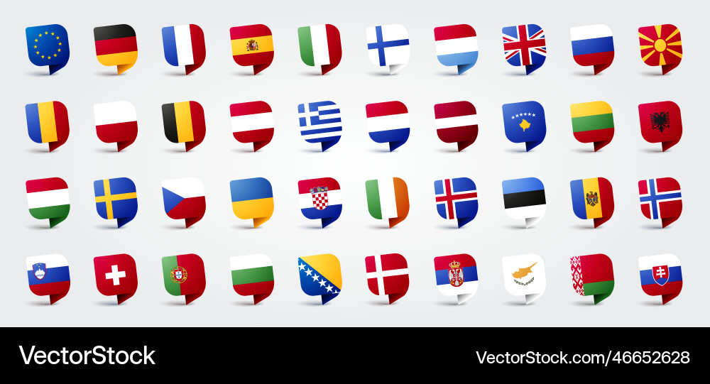 European speech bubble flag set Royalty Free Vector Image