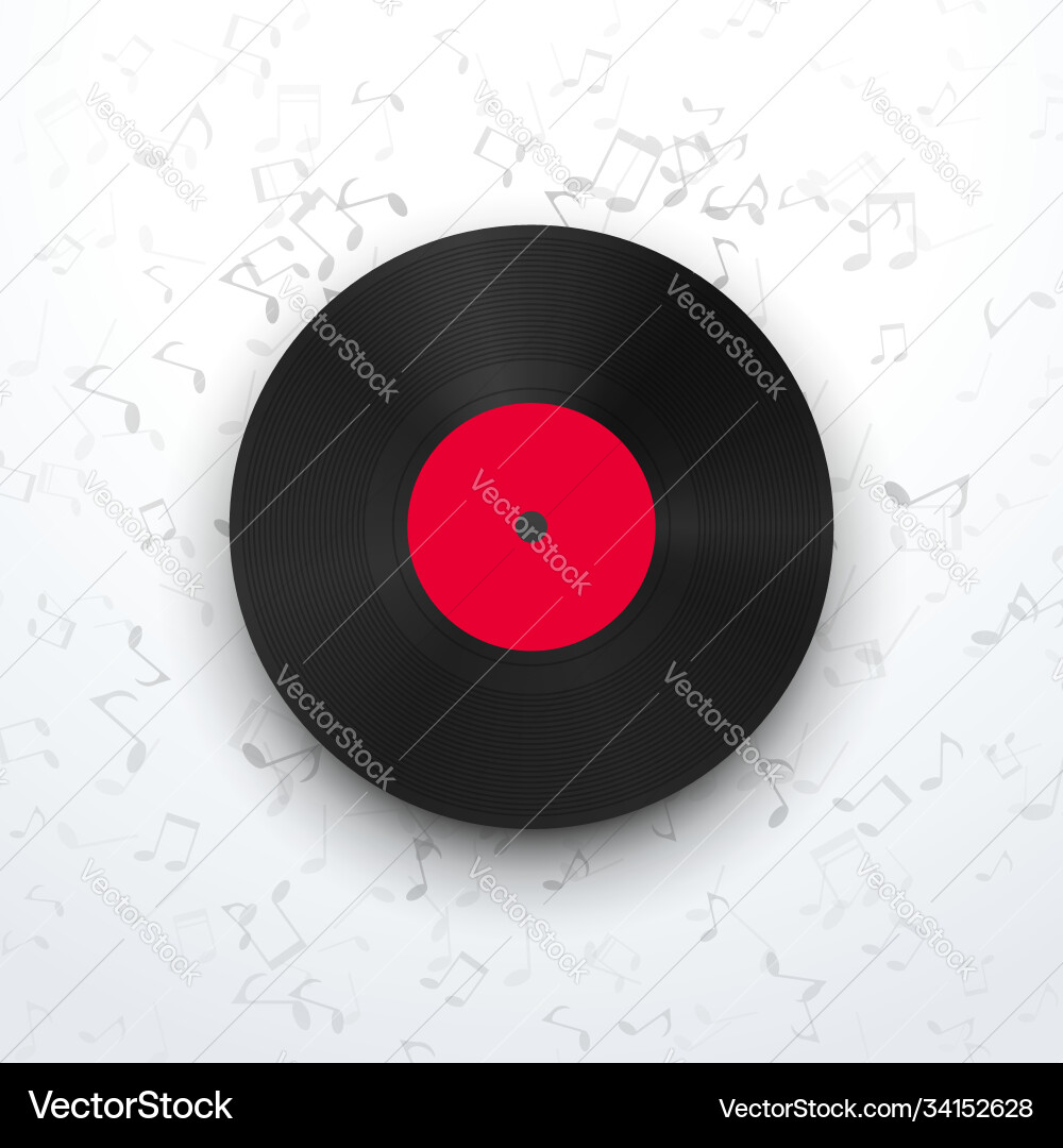 Front view to vinyl record light background Vector Image