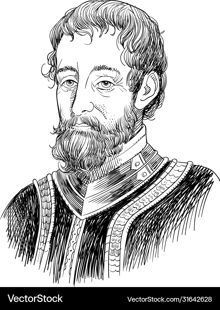 Hernando de soto portrait Royalty Free Vector Image