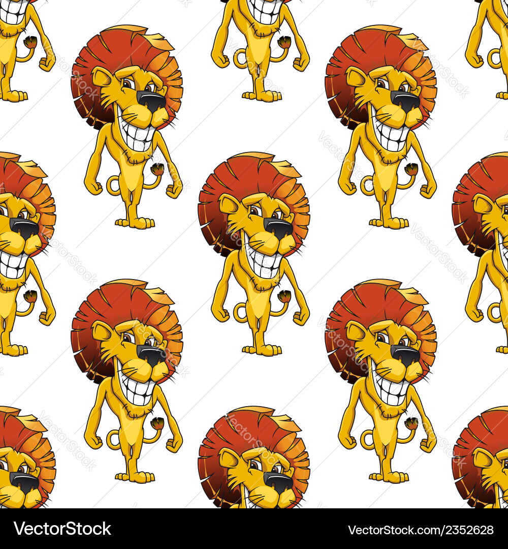 Lion with a cheesy toothy grin seamless pattern Vector Image