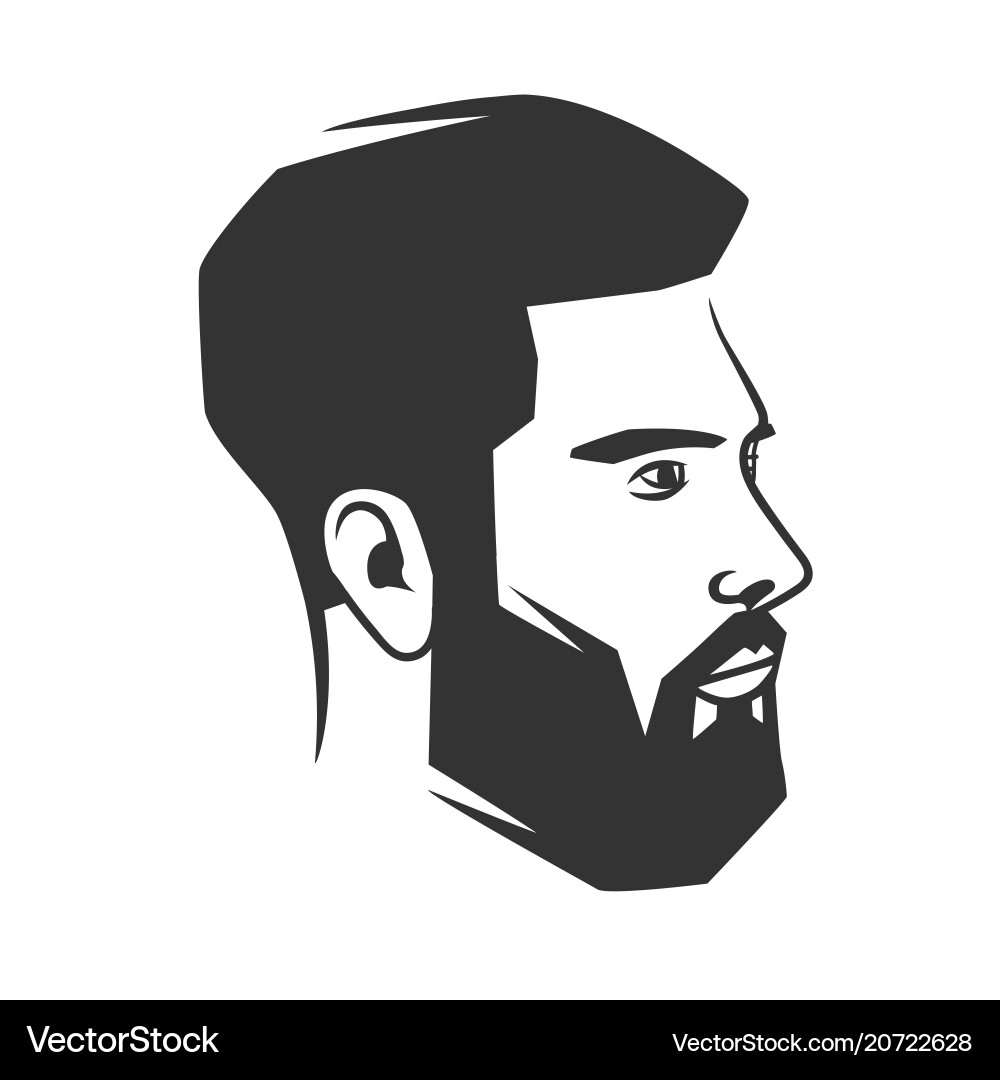 Mans face with beard Royalty Free Vector Image