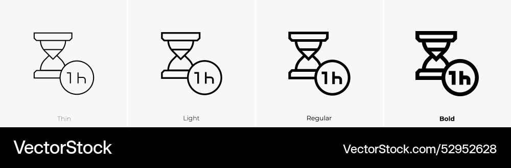 One hour icon thin light regular and bold style Vector Image