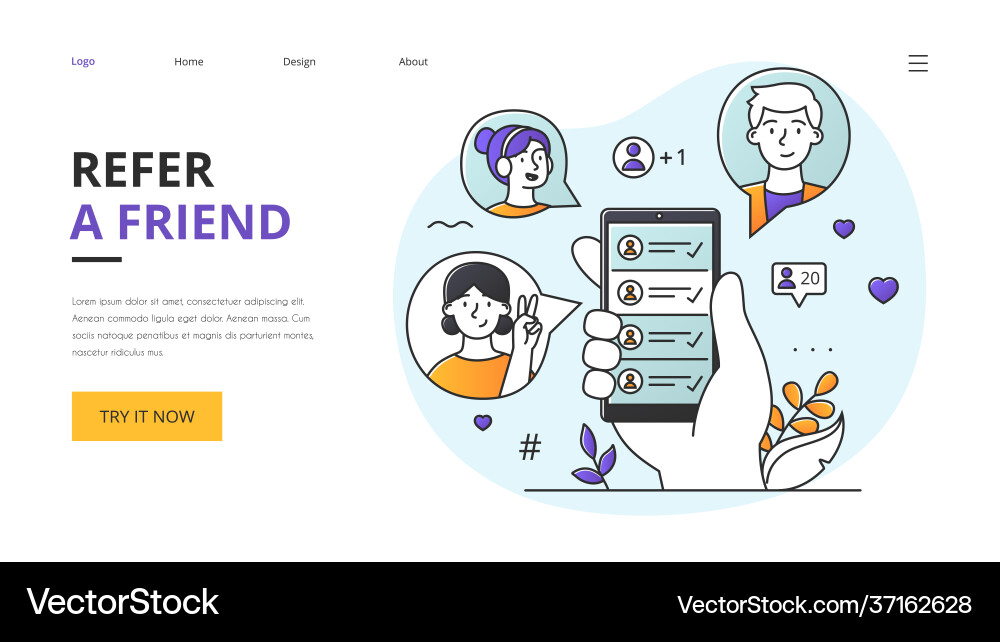 Refer a Friend App - Community Concept Royalty Free Vector