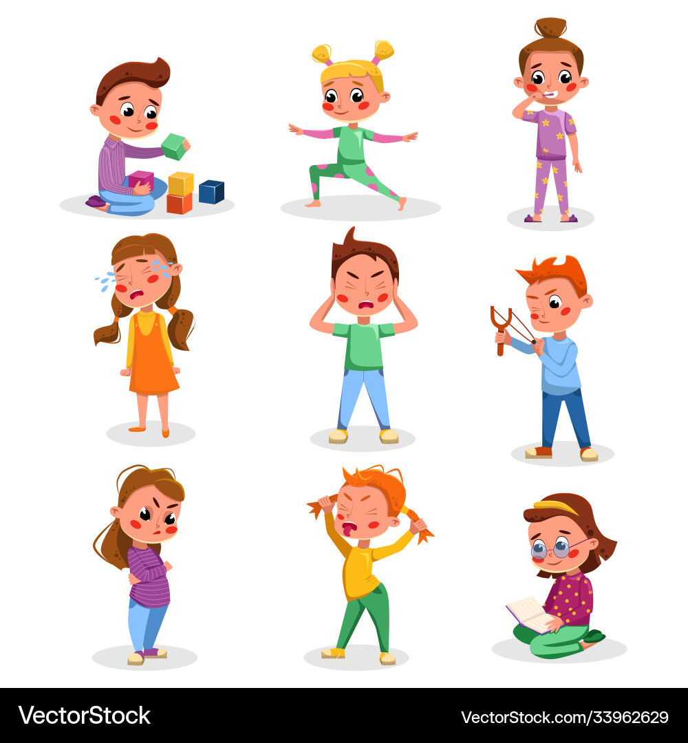 Bad and good kids behavior habits set cute Vector Image