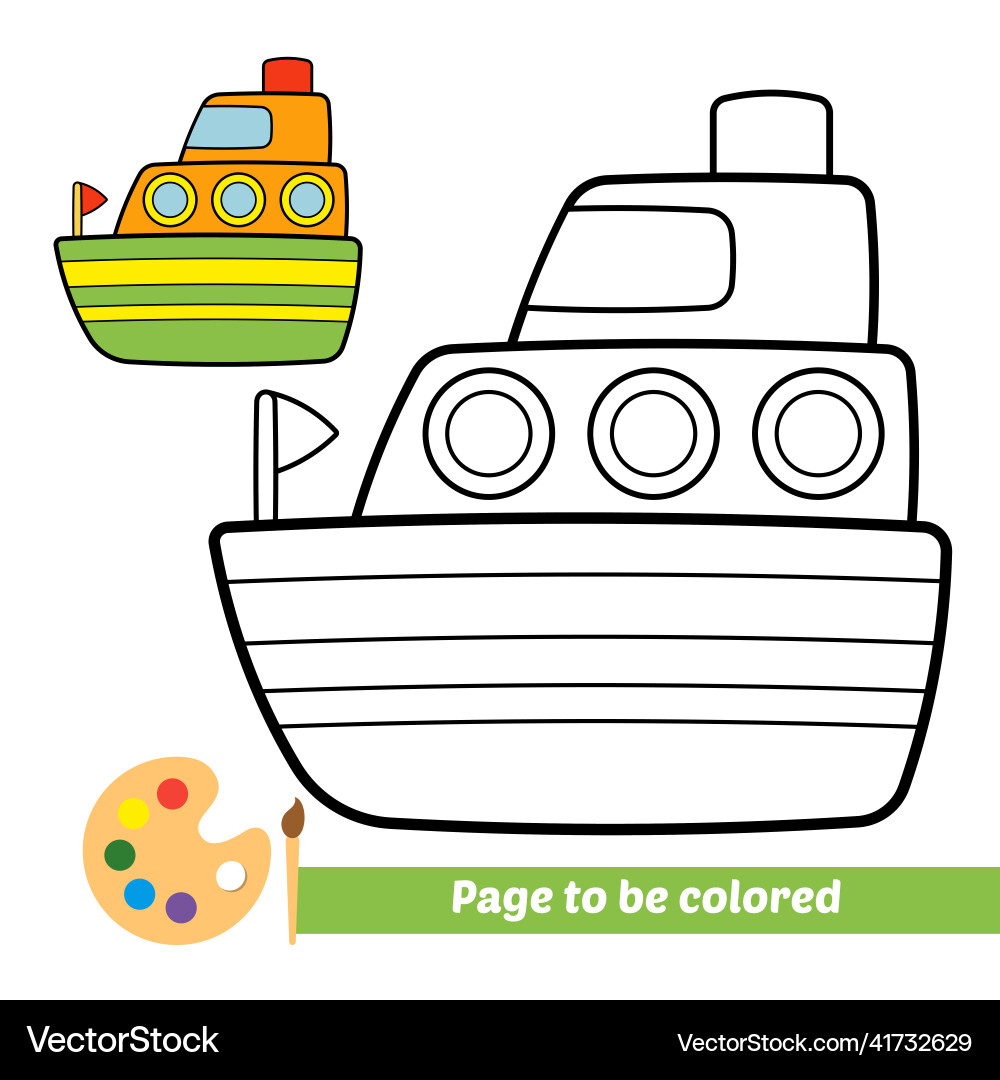 Coloring book for kids ship Royalty Free Vector Image