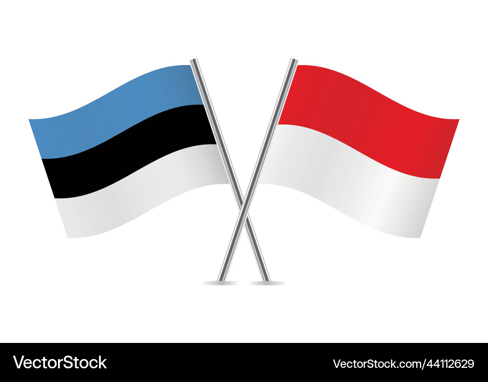 Estonia and indonesia crossed flags Royalty Free Vector