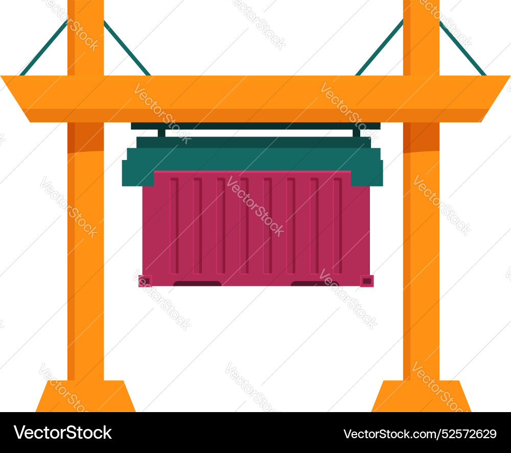 Gantry crane lifting container in shipping port Vector Image