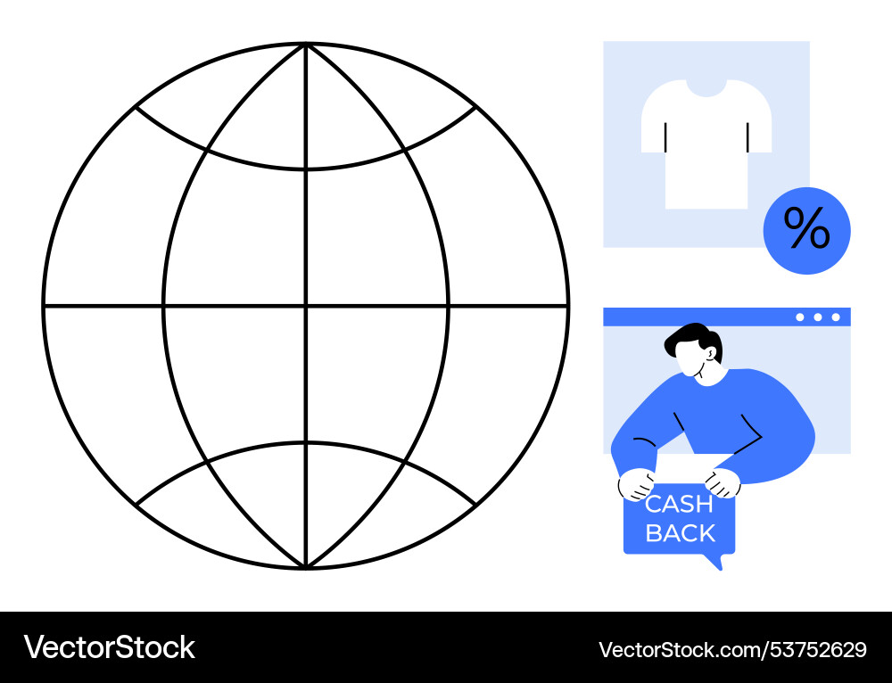 Global e-commerce concept with cash back Vector Image