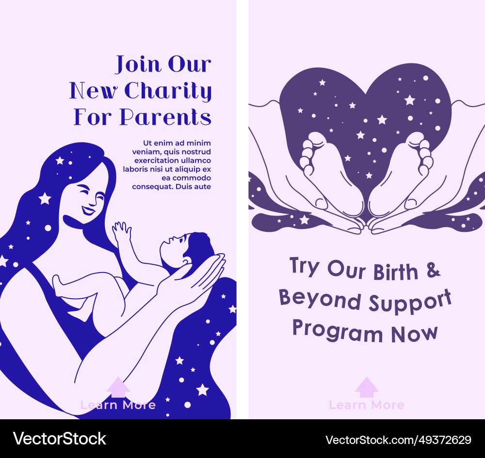 Join our new charity for parents support program Vector Image