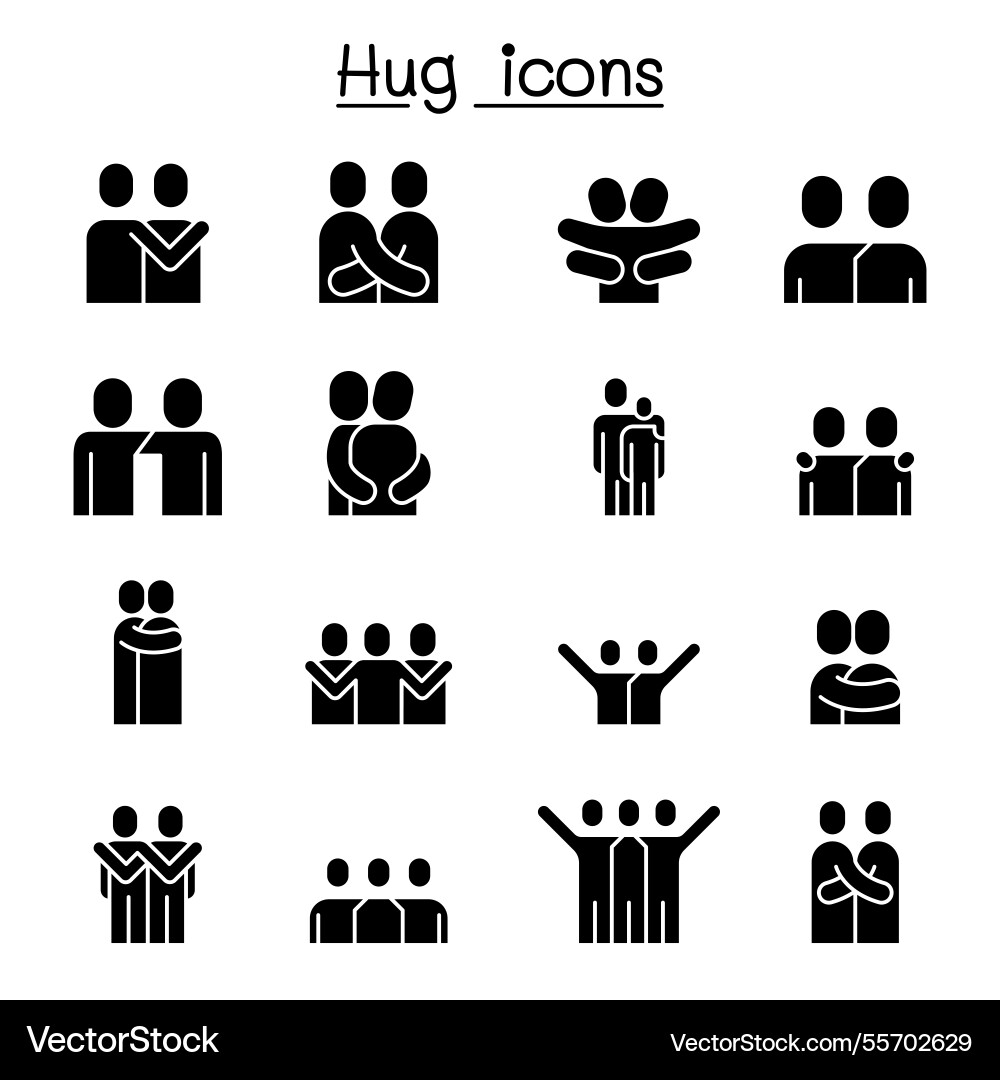 Lover hug friendship relationship icon set Vector Image