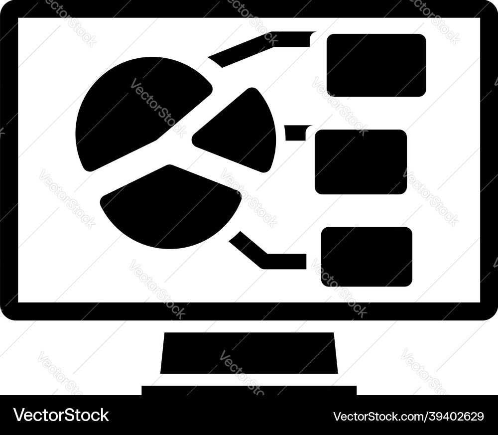 Monitor with analytics diagram icon Royalty Free Vector