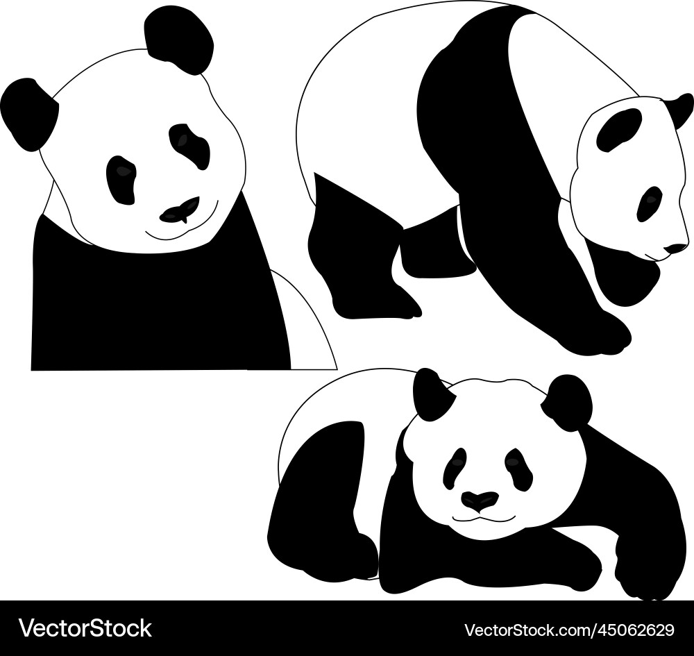 Panda set free Royalty Free Vector Image - VectorStock