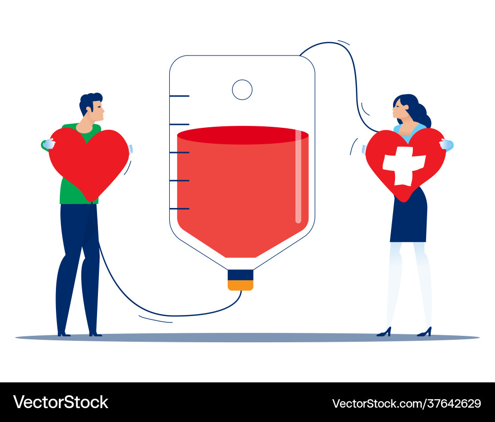 People make blood donations and receive Royalty Free Vector