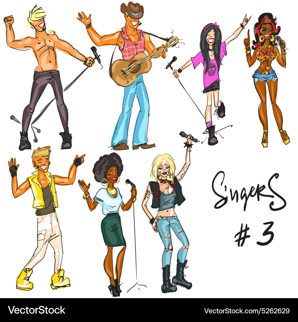 Singers - part 3 hand drawn collection Royalty Free Vector