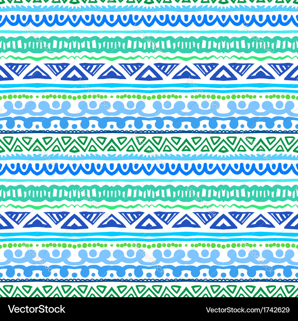 Striped ethnic pattern in vibrant blue and green Vector Image