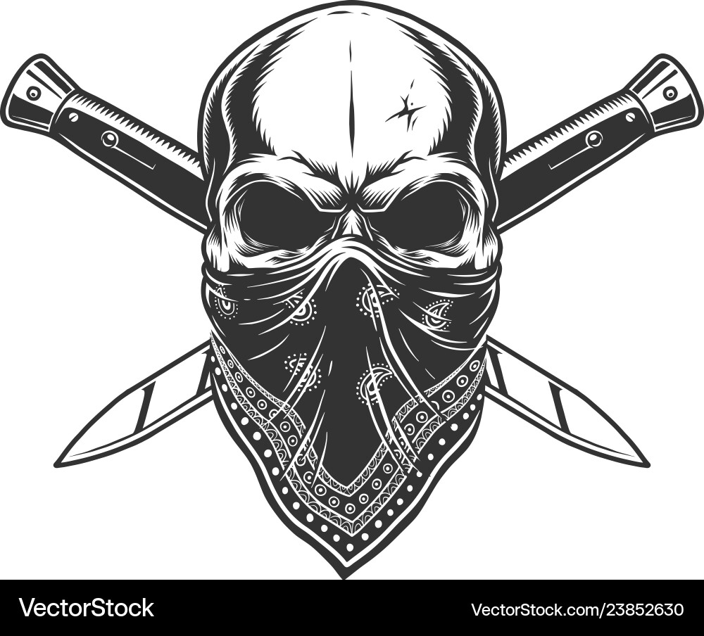Bandit skull with bandana on face Royalty Free Vector Image