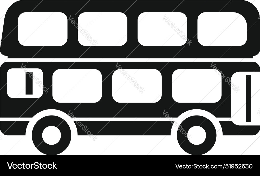 Black and white double decker bus icon showing Vector Image